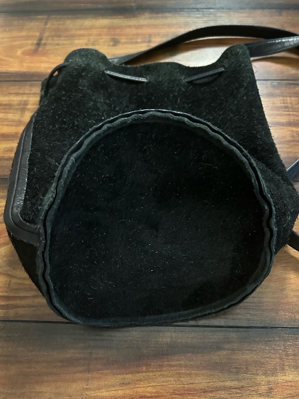 BAGGU | Bags | Baggu Black Leather Drawstring Bucket Tote Crossbody Bag ...